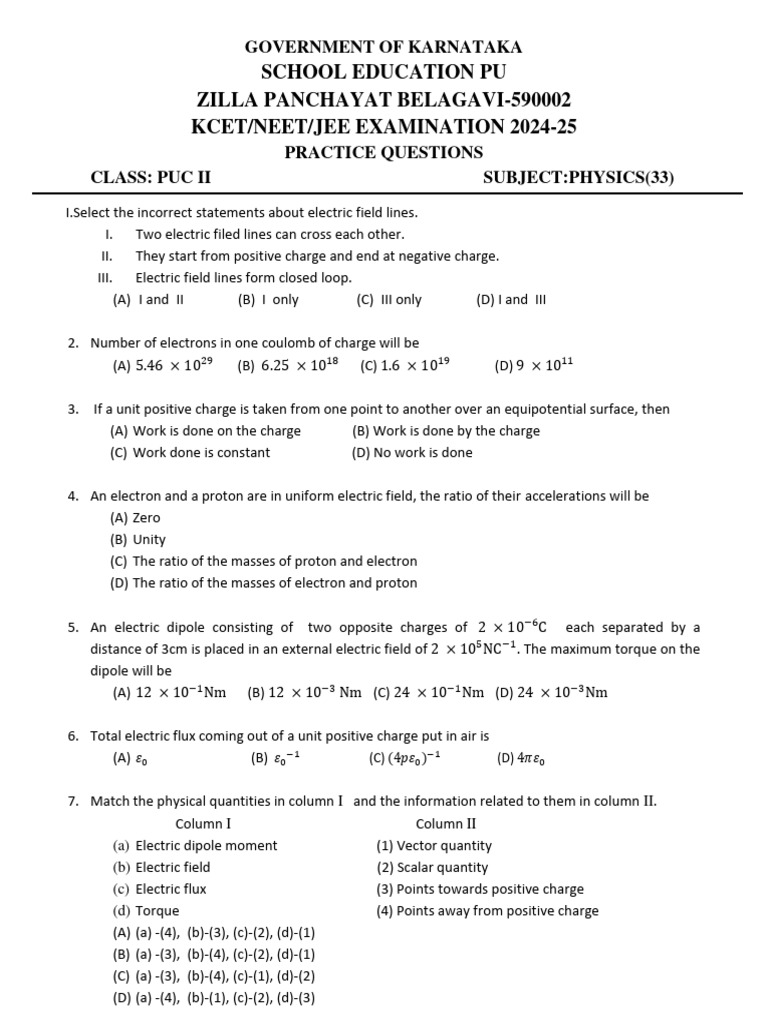 ZP CET Practice Questions | PDF | Capacitance | Capacitor