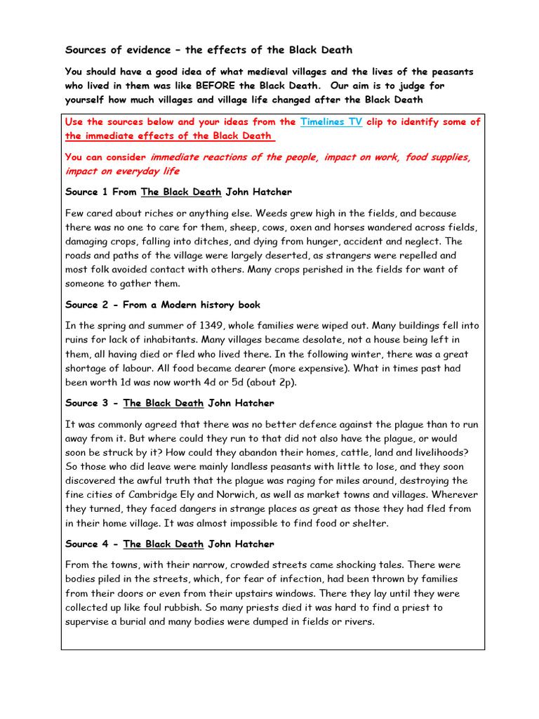 Black Death Source Pack | PDF | Black Death | Serfdom