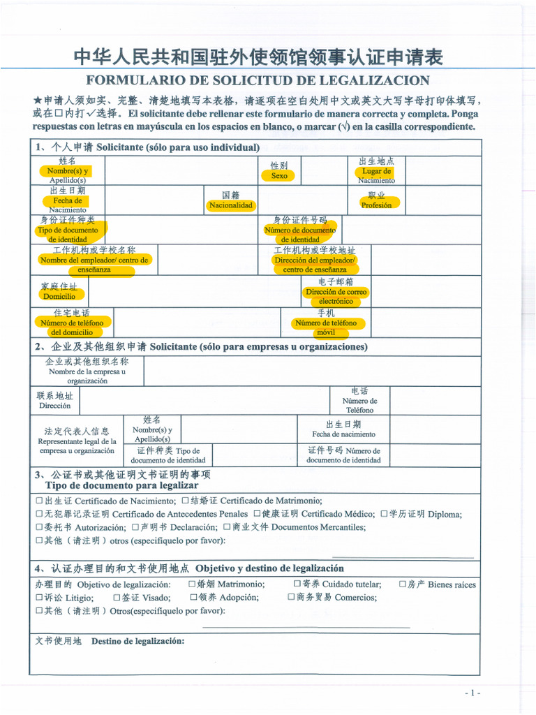 Instrucciones Formulario China Legalizacion - Particular | PDF