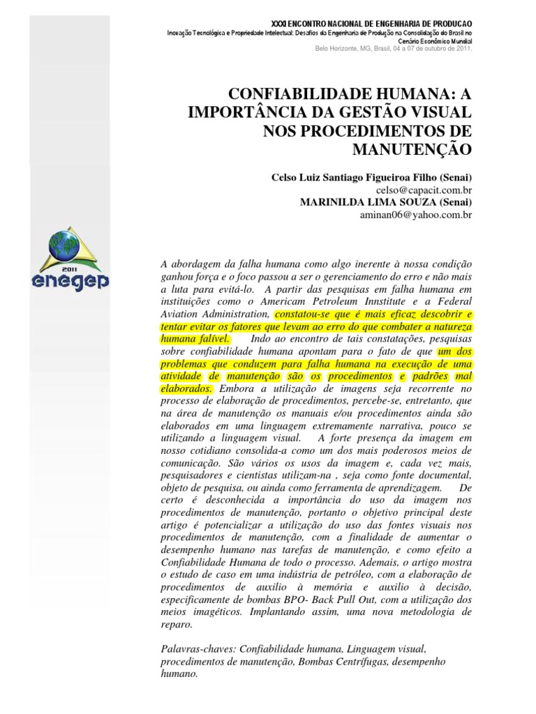 Confiabilidade Humana | PDF | Imagem | Comunicação