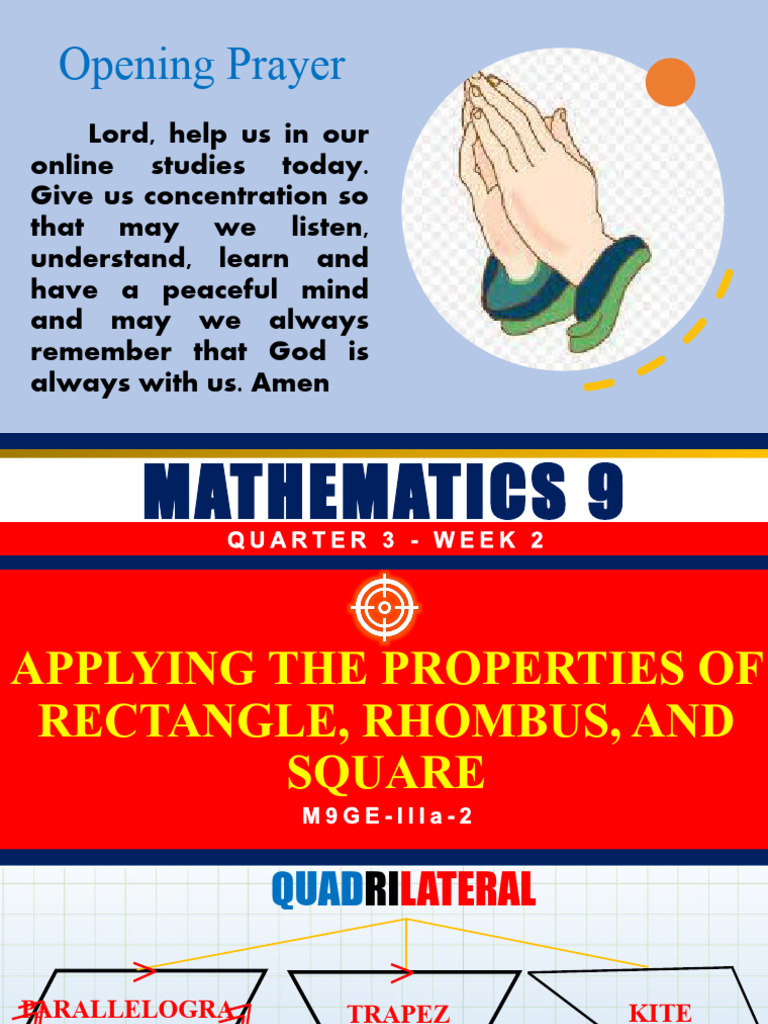 Properties of Rectangles and Rhombuses | PDF | Rectangle | Perpendicular