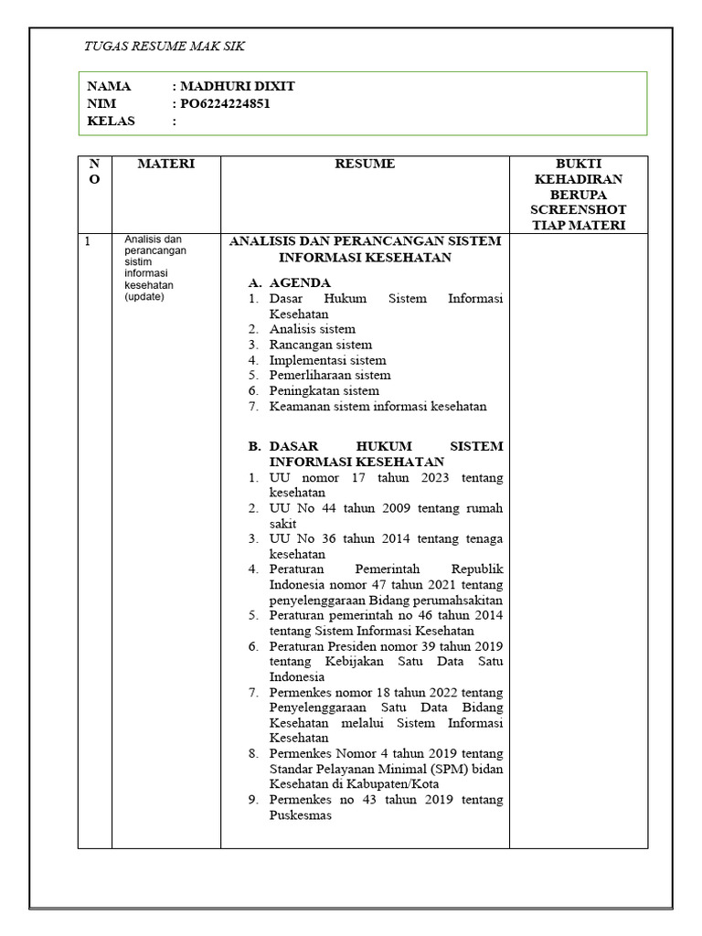 Template Tugas Resume MK Sik | PDF