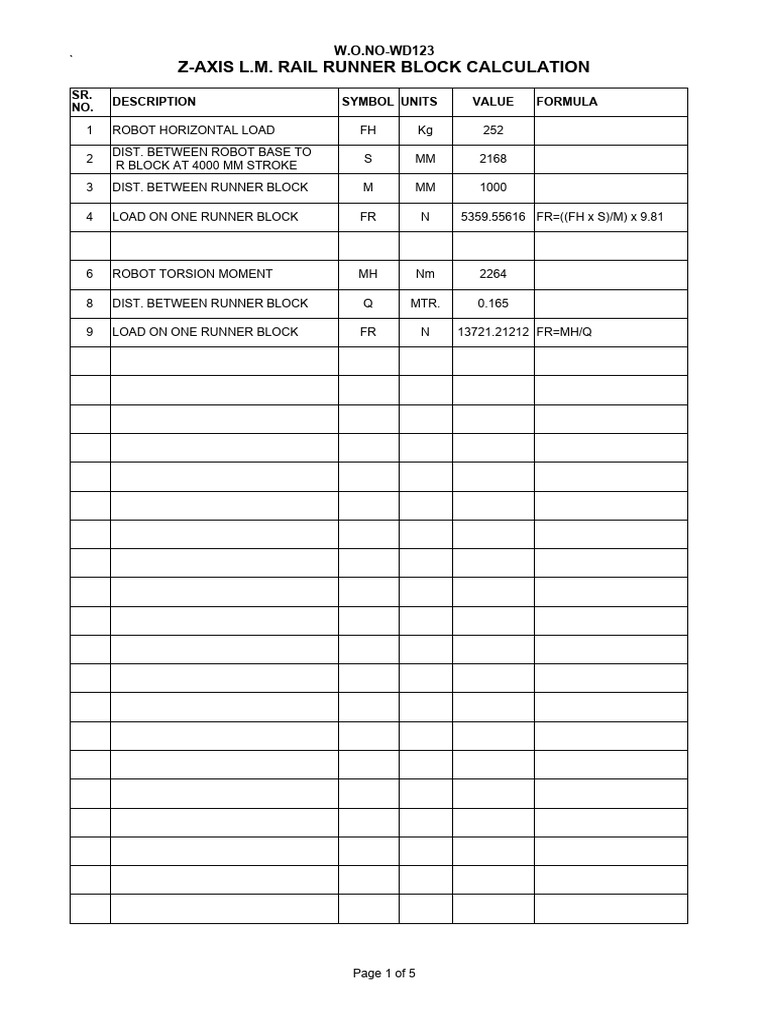 Rack Slide Motor Selection | PDF | Force | Friction