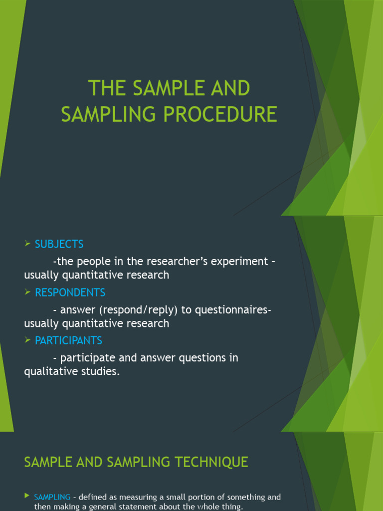 The Sample and Sampling Procedure | PDF | Sampling (Statistics ...