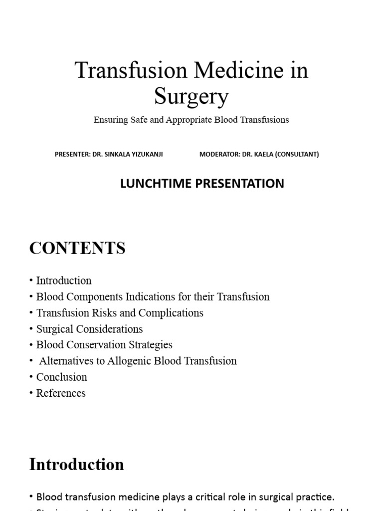 Blood Transfusion Strategies in Surgery | PDF | Blood Transfusion ...