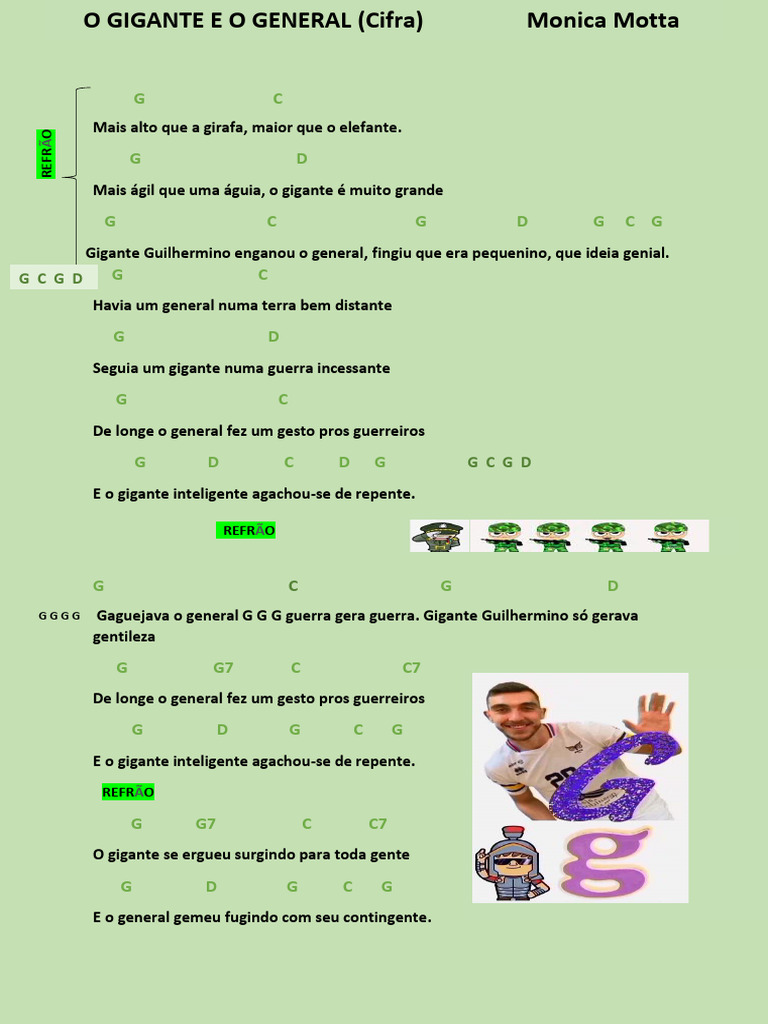 LETRA G MUSICA Gigante e General CIFRA Monica Motta | PDF