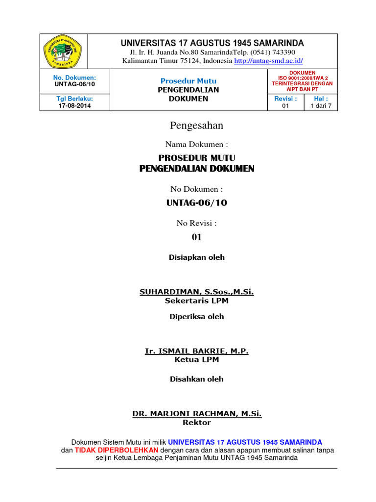 Untag-Pm-06-10 Pengendalian Dokumen | PDF
