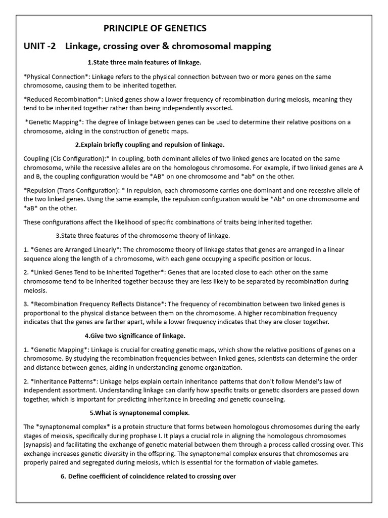 Principle of Genetics 1 | PDF | Genetic Linkage | Meiosis