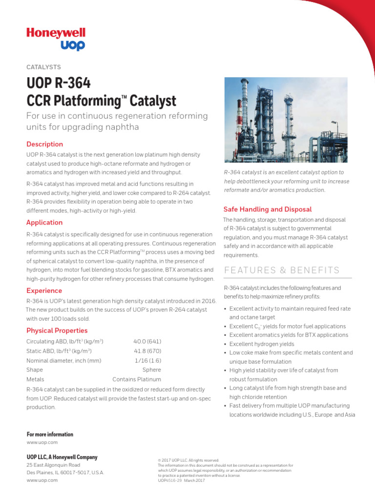 UOP R-364 Catalyst for CCR Reforming | PDF | Materials | Chemical ...