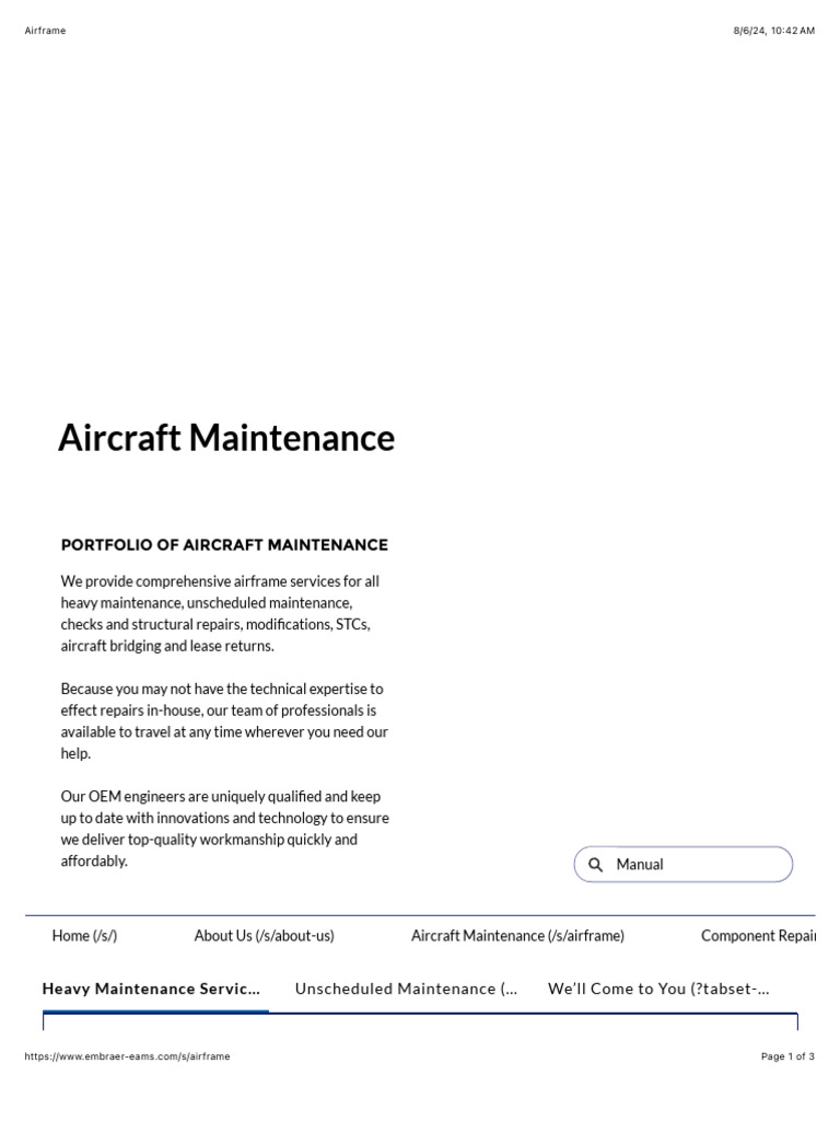 Embraer Heavy Maintenance Services | PDF | Jet Aircraft | Aircraft ...