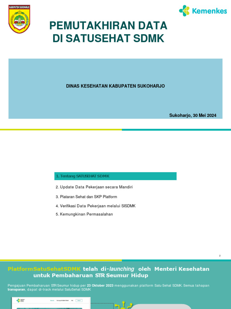 30-05-2024 Pemutakhiran Data Di Satusehat SDMK - DKK SKH | PDF