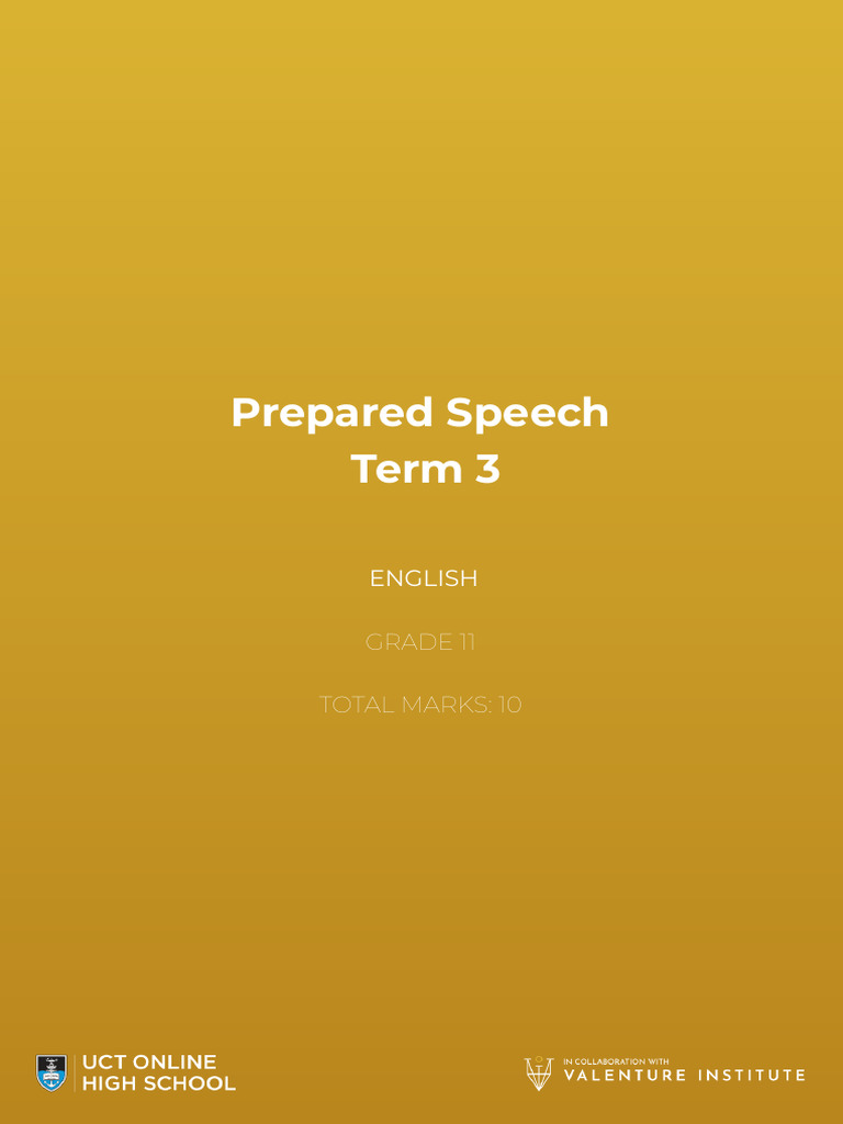 Grade 11 Prepared Speech Guidelines | PDF | Fluency | Insight