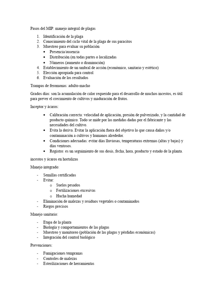Pasos Del MIP | PDF | Herbicida | Plaga (organismo)
