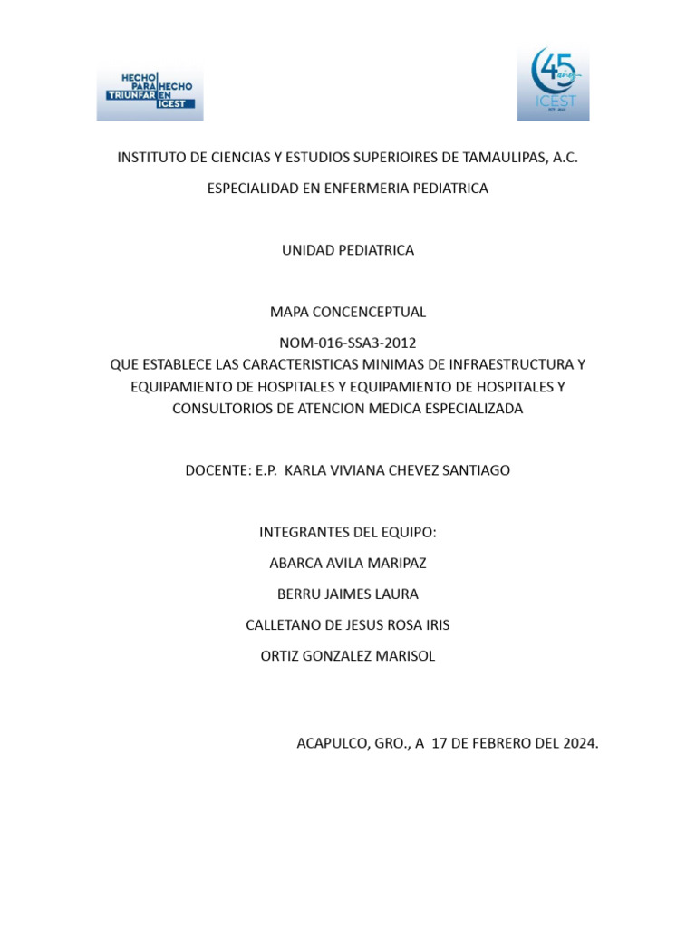 Mapa Conceptual Nom 016 Ssa3 2012 | PDF | Hospital | Cuidado de la salud