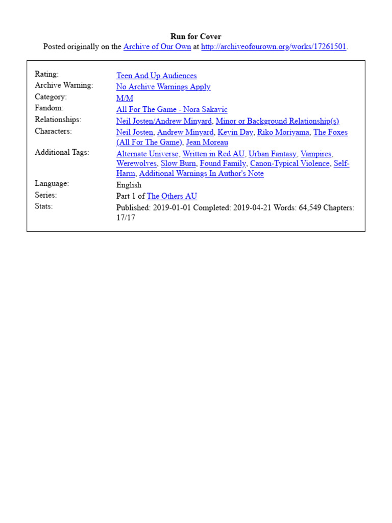 Run For Cover | PDF | Predation