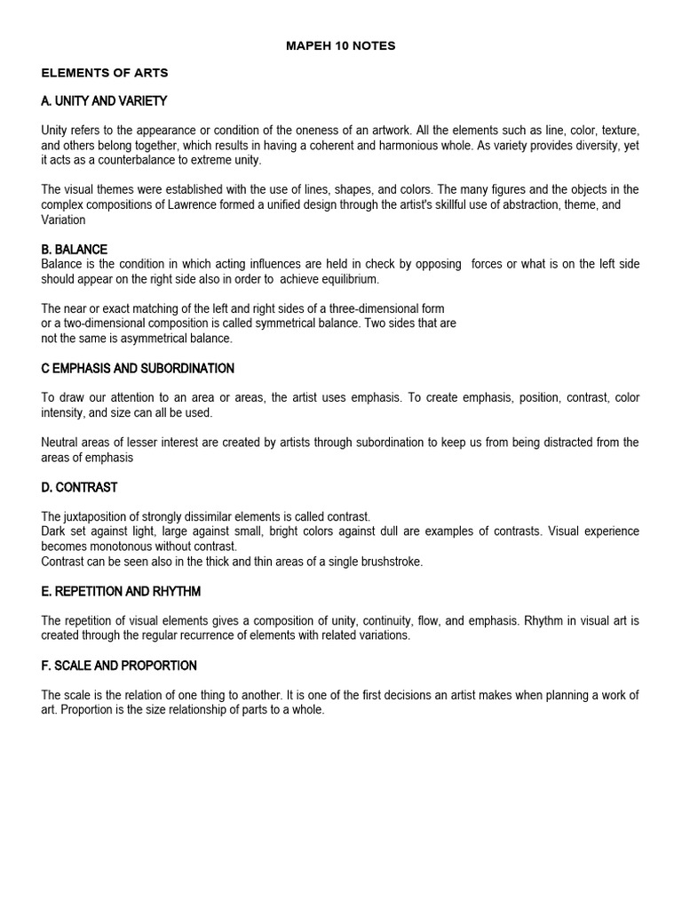 Mapeh 10 Notes | PDF