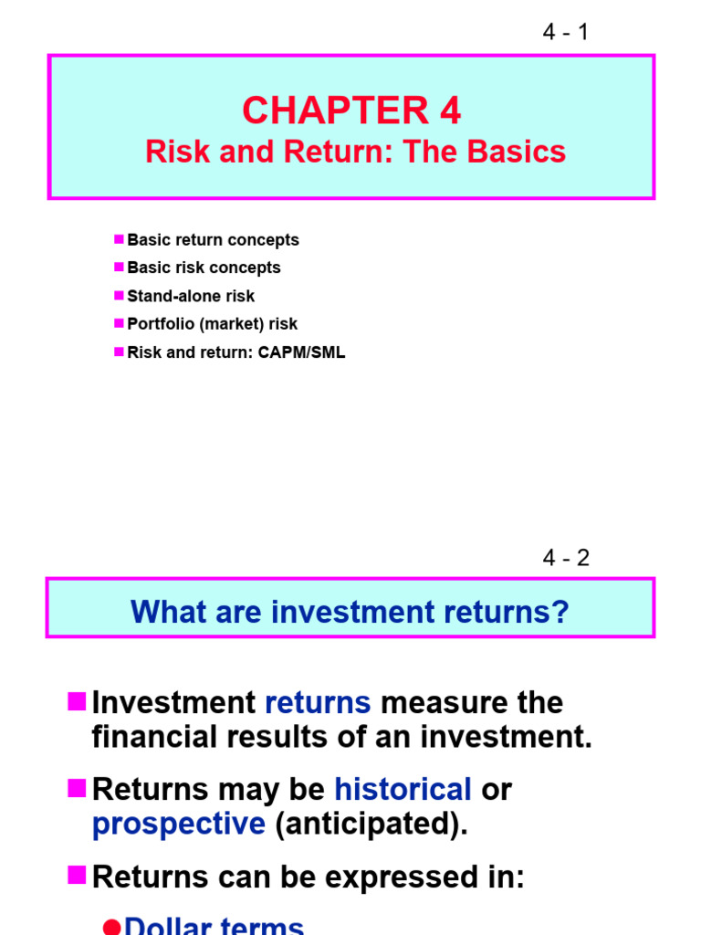 Chapter 8 Risk and Return 1 | PDF | Beta (Finance) | Investing