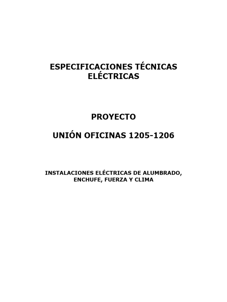 Especificaciones Técnicas Eléctricas Oficinas 1205-1206 | PDF | Relé | Diodo emisor de luz