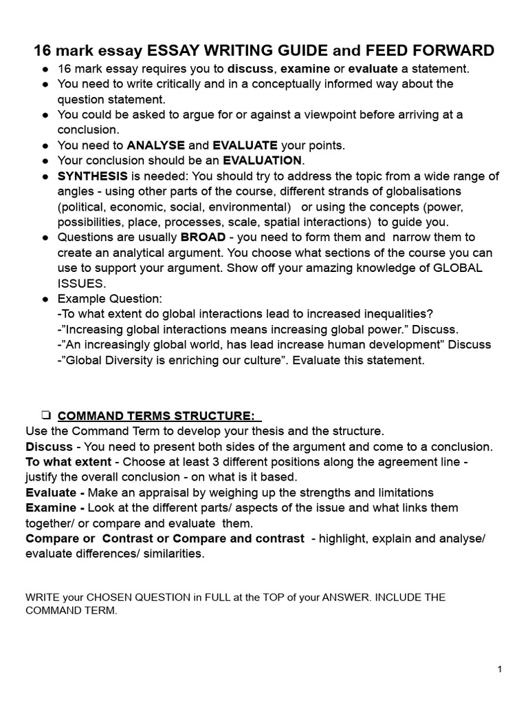 16 Mark Essay Writing Guide | PDF | Essays | Argument