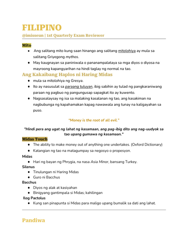 Filipino Reviewer | PDF
