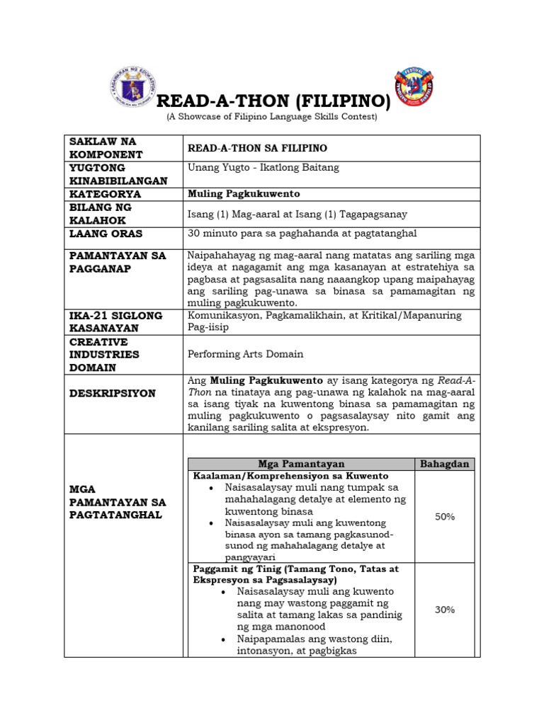 Read A Thon Filipino Guidelines | PDF