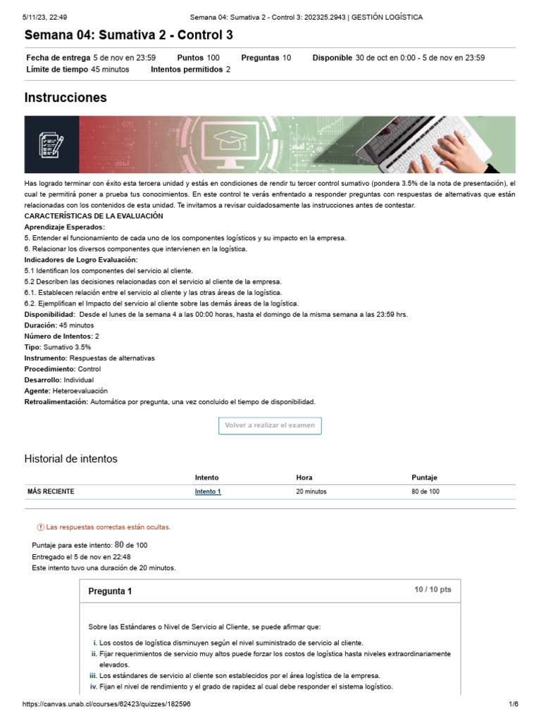 Semana 04 - Sumativa 2 - Control 3 - 202325.2943 - GESTIÓN LOGÍSTICA | PDF | Logística ...