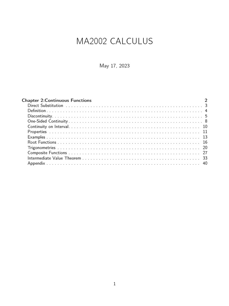 MA2002 Chap 2 | PDF | Continuous Function | Function (Mathematics)