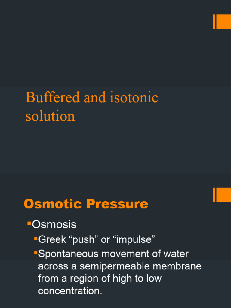 Mod 4 - Buffered and Isotonic Soln | PDF | Osmosis | Chemistry