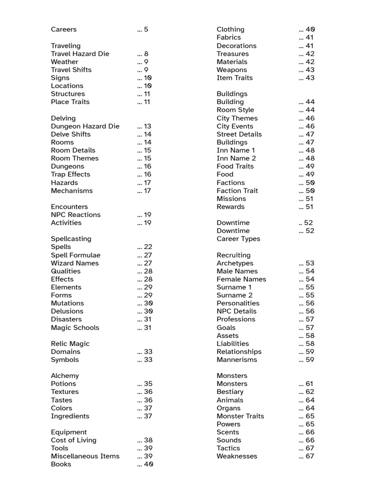 Knave 2e Tables Half-Sheet | PDF | Cost Of Living | Role Playing Games