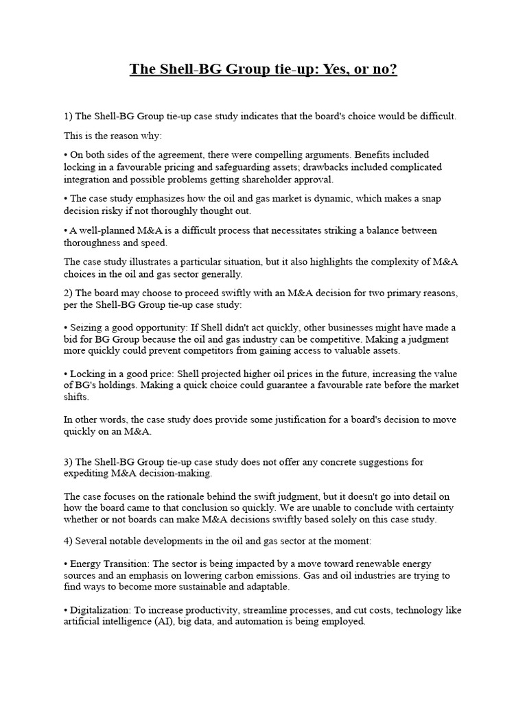 Shell BG Merger of Last | PDF | Mergers And Acquisitions | Renewable Energy