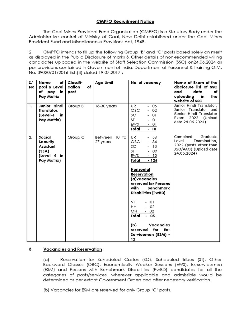 CMPF Recruitment | PDF | Academic Degree