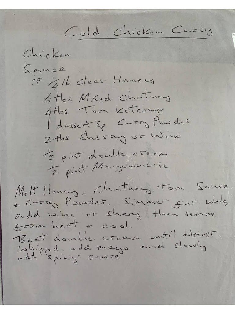 Cold Chicken Curry | PDF