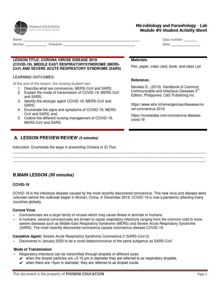 HES007 Lab Session #9 SAS | PDF | Infection | Public Health