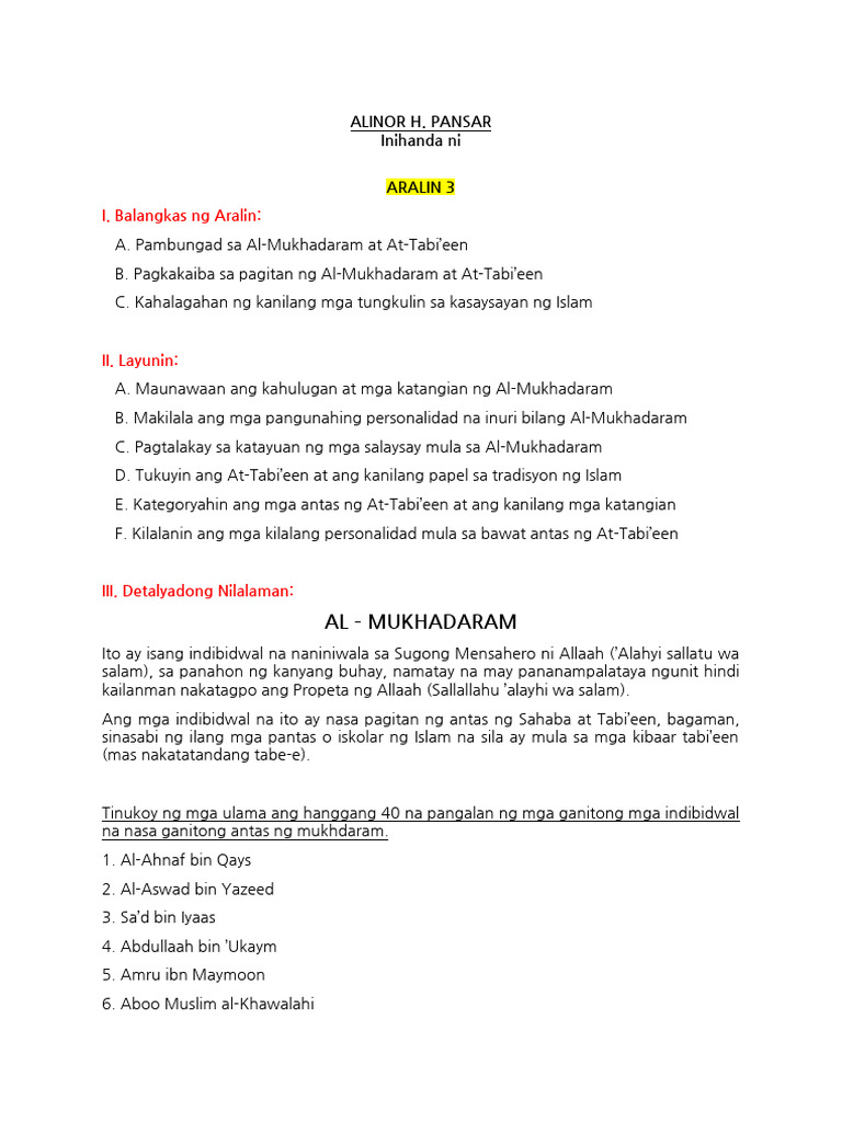 Aralin 3 Module M2hadith | PDF