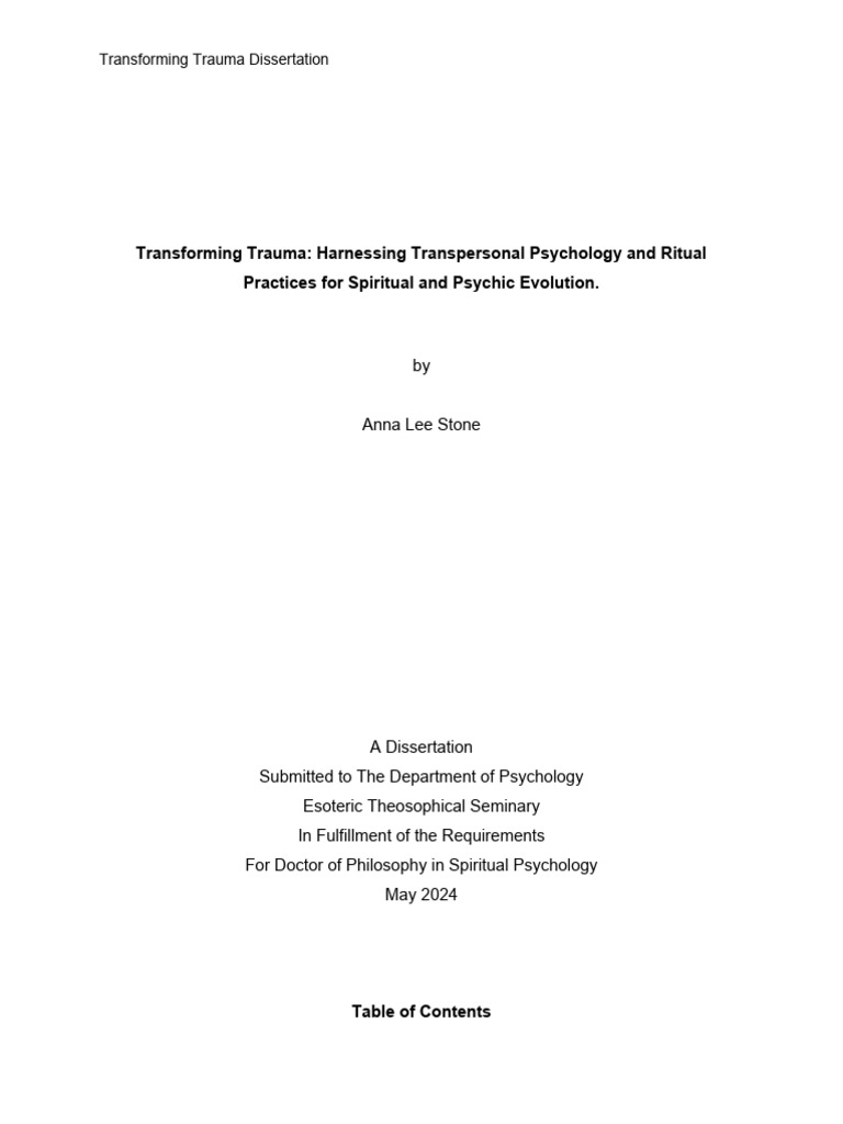 Transforming Trauma: Harnessing Transpersonal Psychology and Ritual ...