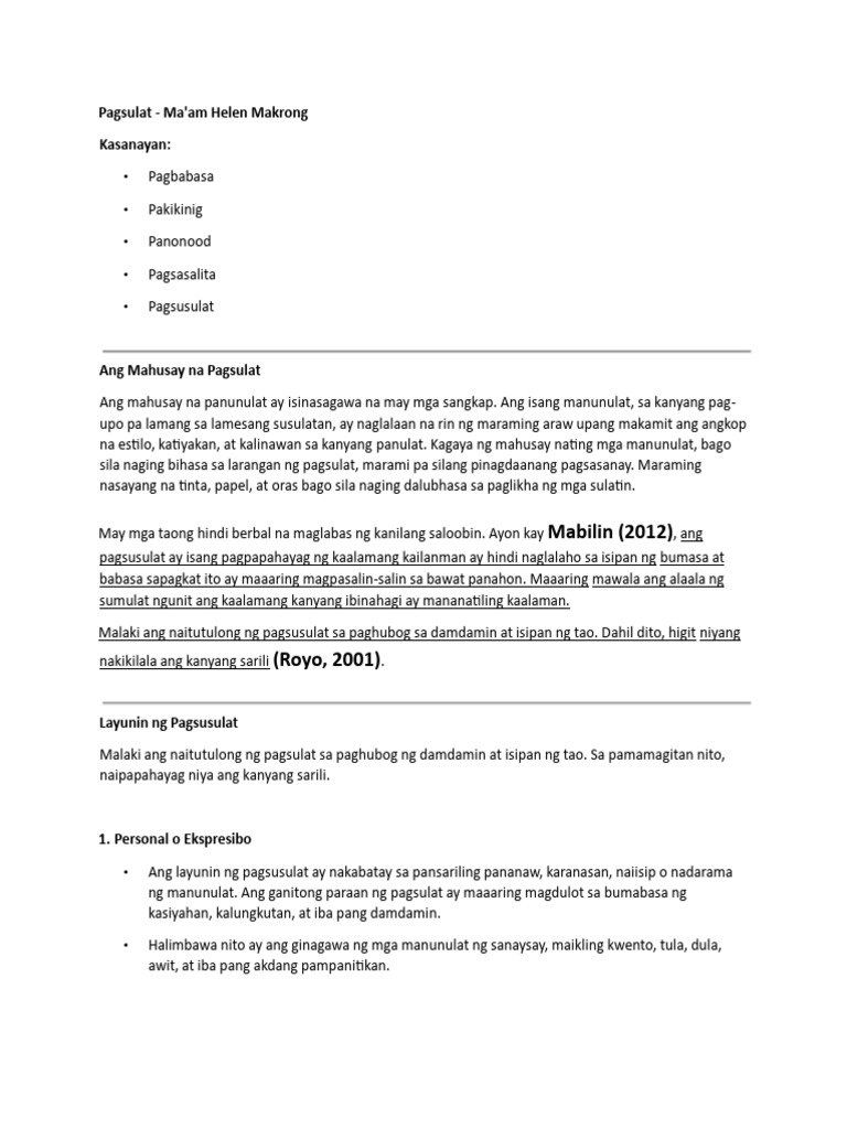 Pagsulat PT 1 | PDF