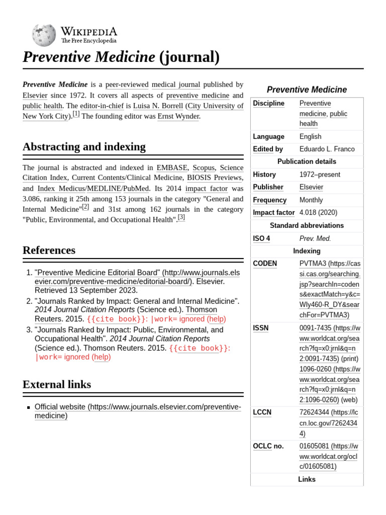 Preventive Medicine Journal Overview | PDF | Academic Publishing ...