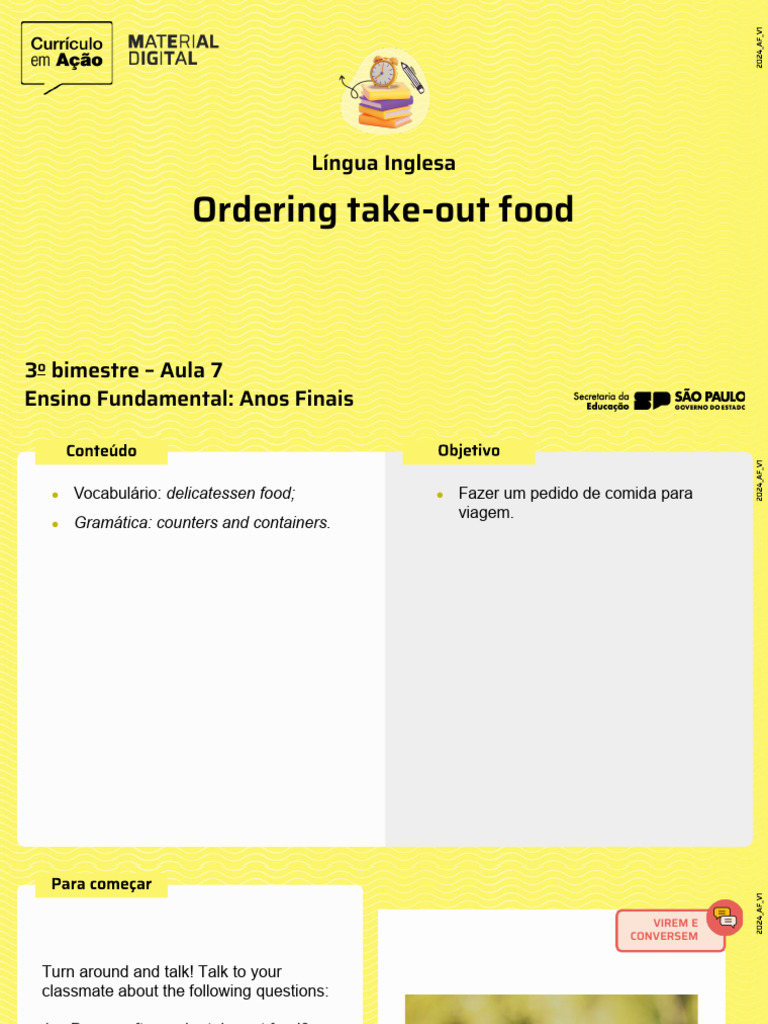 Ordering Take-Out Food Lesson | PDF
