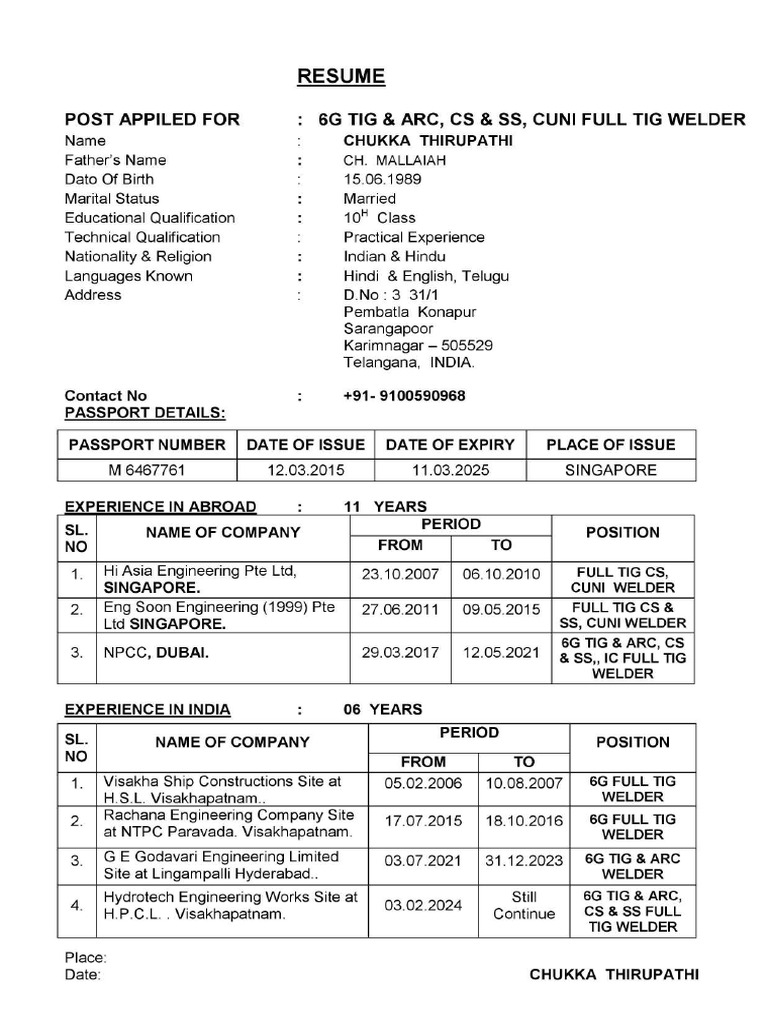 Thirupathi Tig & Arc Welder CuNi | PDF