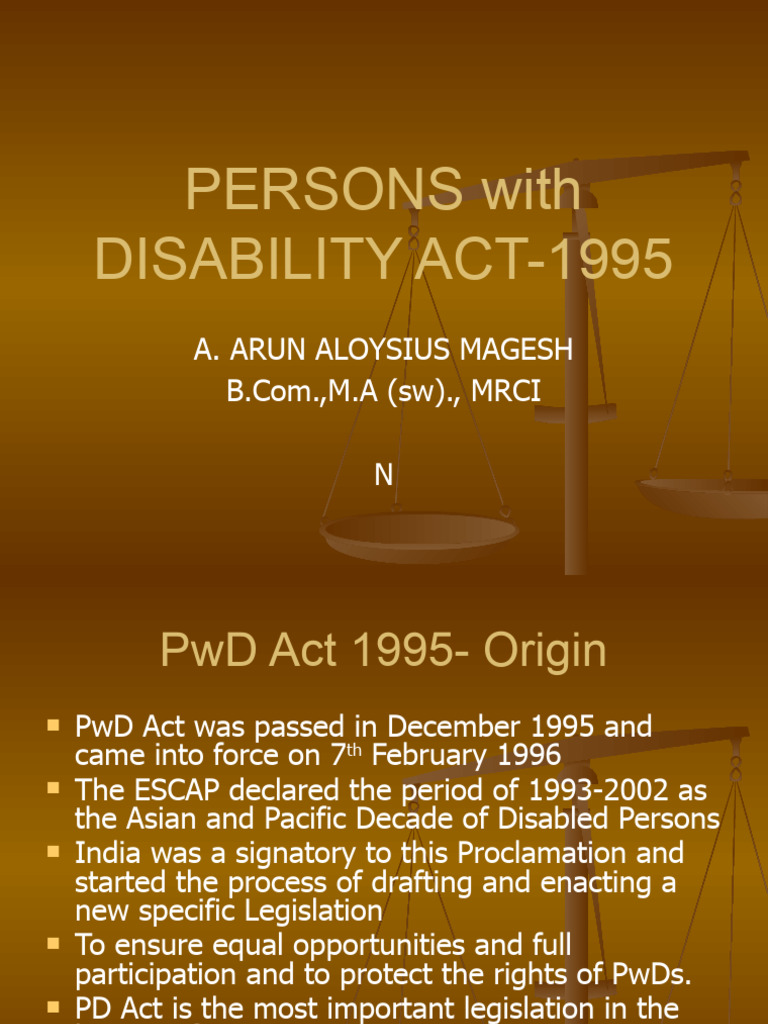 PERSONS With DISABILITY ACT-1995 | PDF | Disability | Visual Impairment