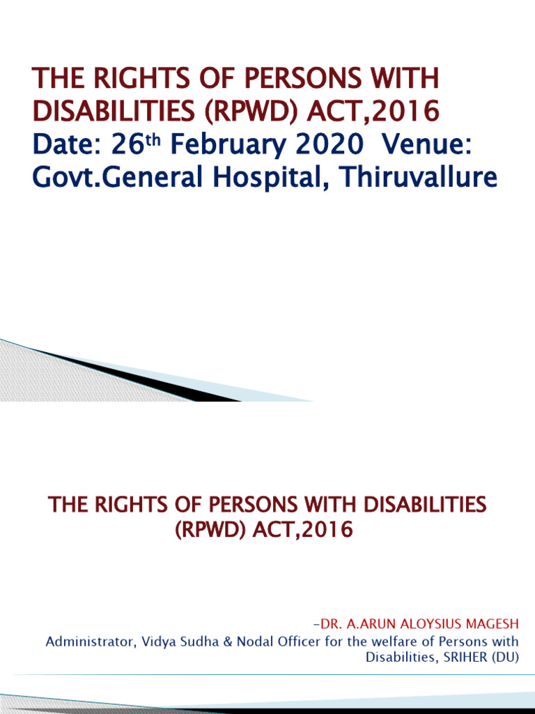 The Rights of Persons With Disabilities (RPWD | PDF | Disability ...