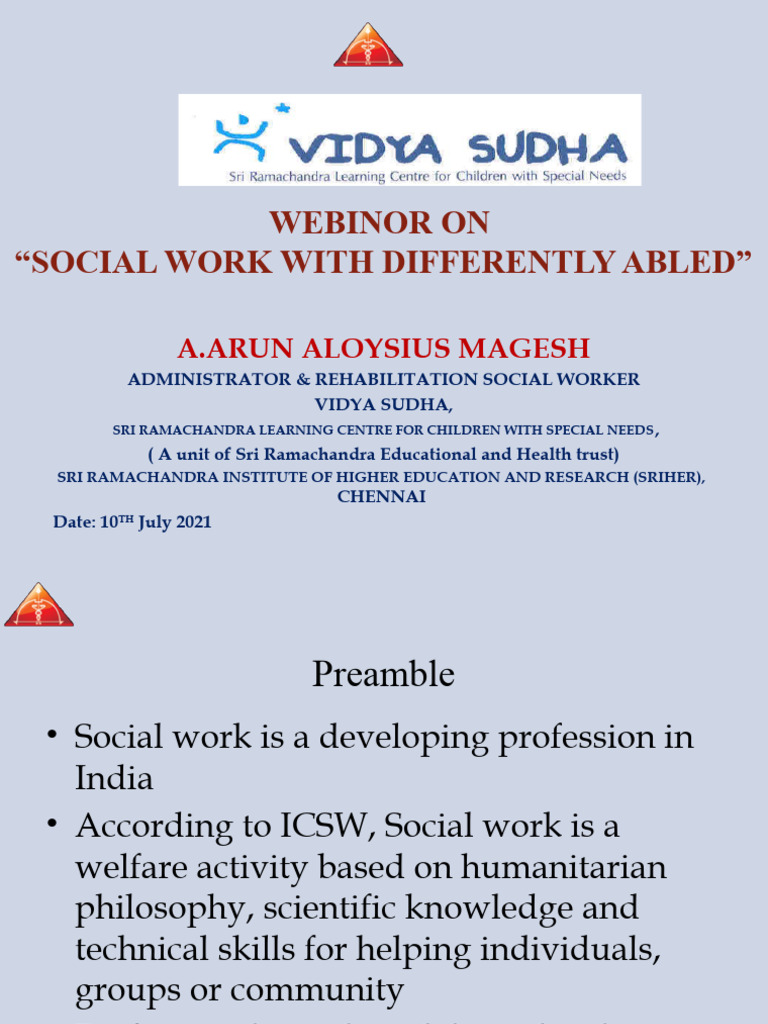 Social Work for Differently Abled | PDF | Social Work | Disability