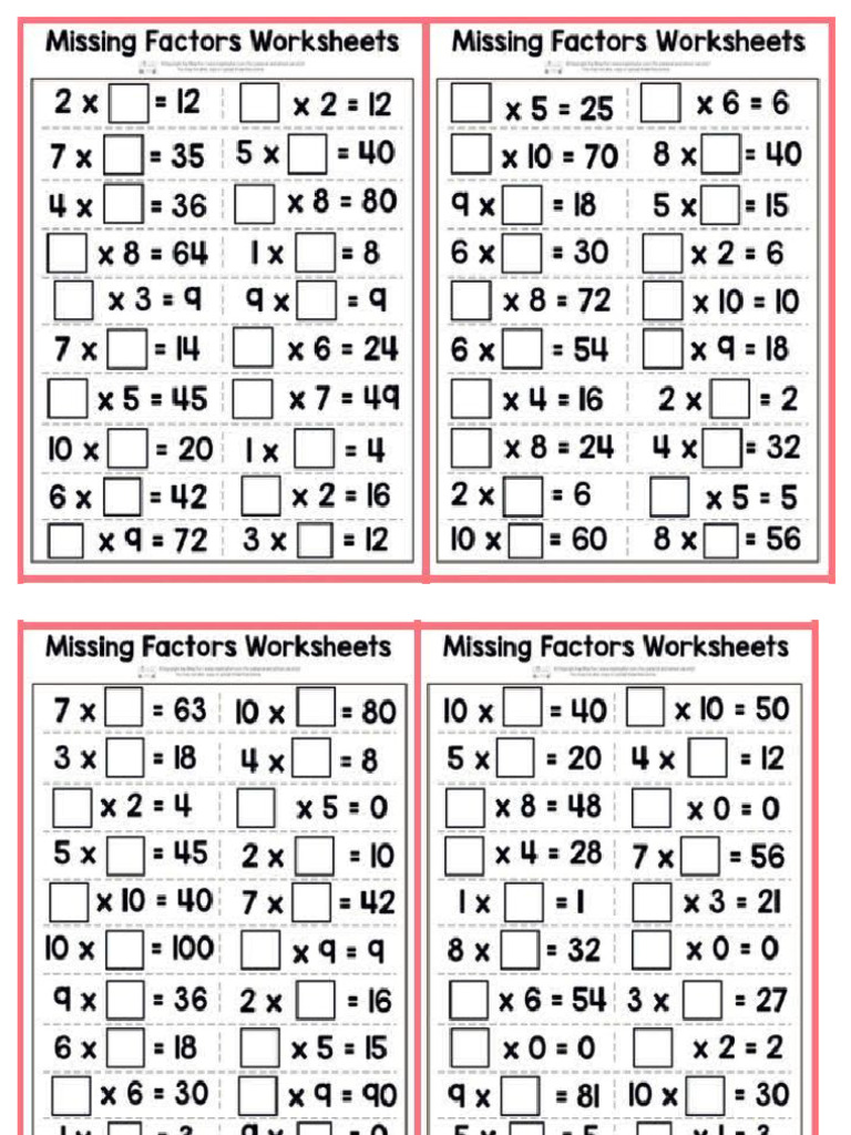 Multiplication MIssing Factors | PDF