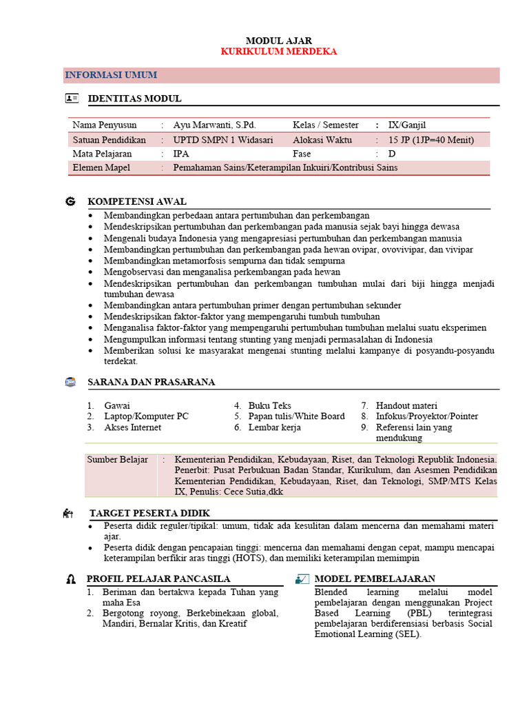 MA Bab 1 Modul Ajar IPA Kelas 9 | PDF