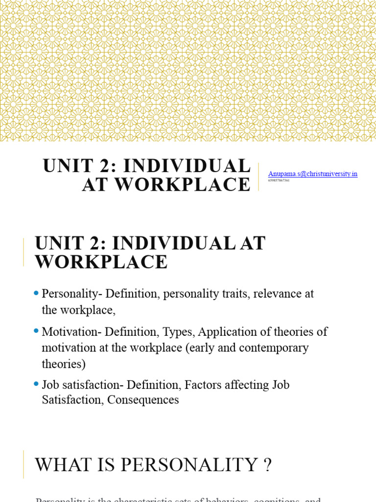 Individual at Workplace | PDF | Goal | Motivational