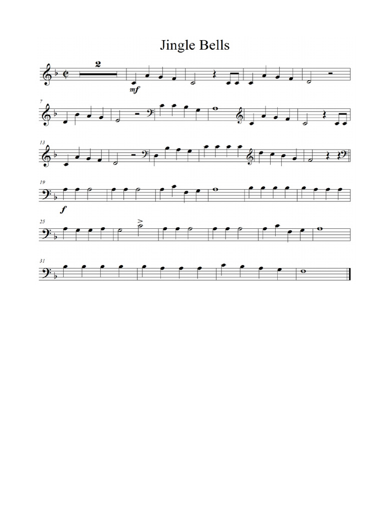 Jingle Bells Sol en Fasleutel | PDF