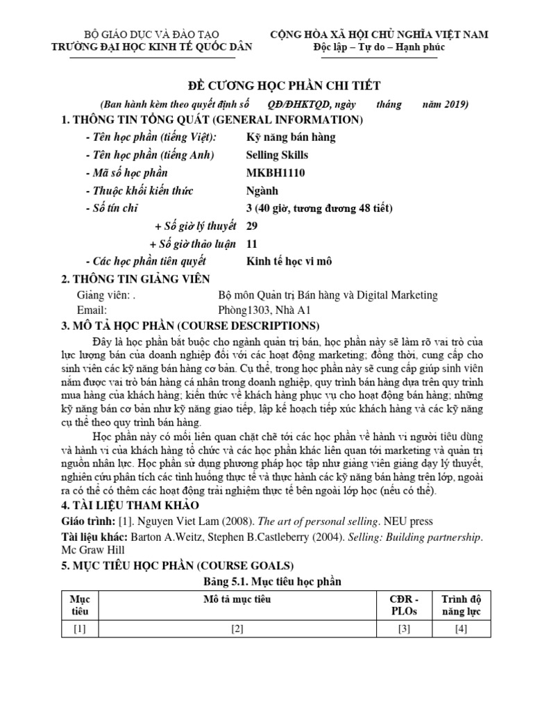 (Đại học KTQD) Kỹ năng bán hàng | PDF