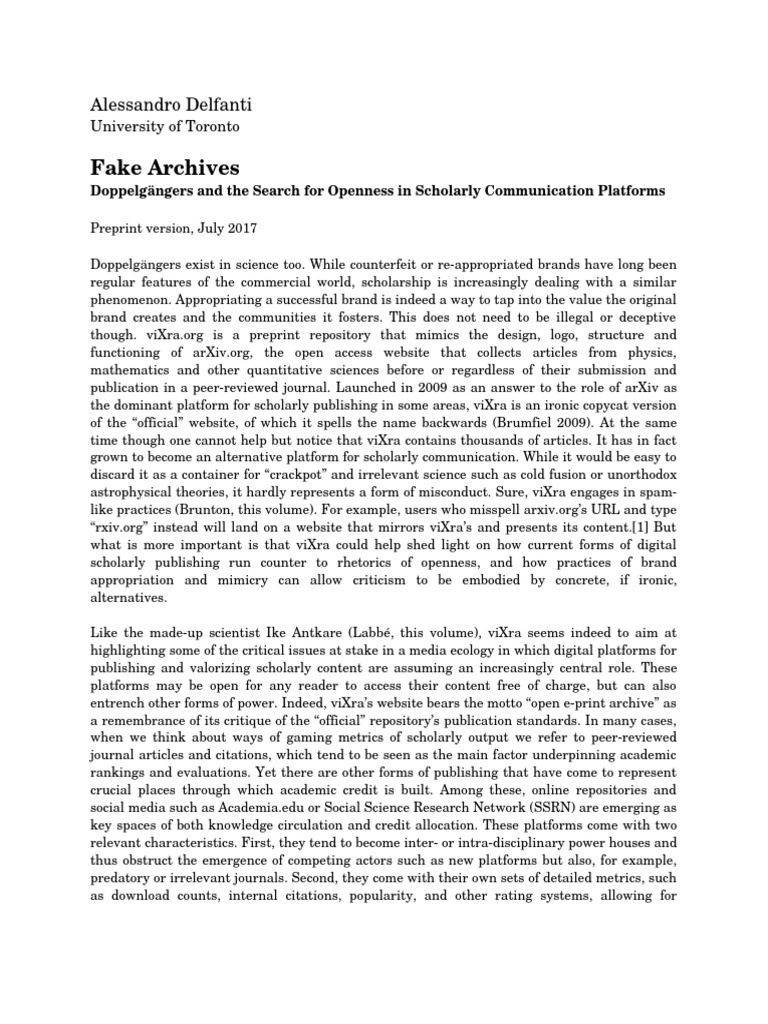 Vixra Chapter Delfanti Preprint | PDF | Brand