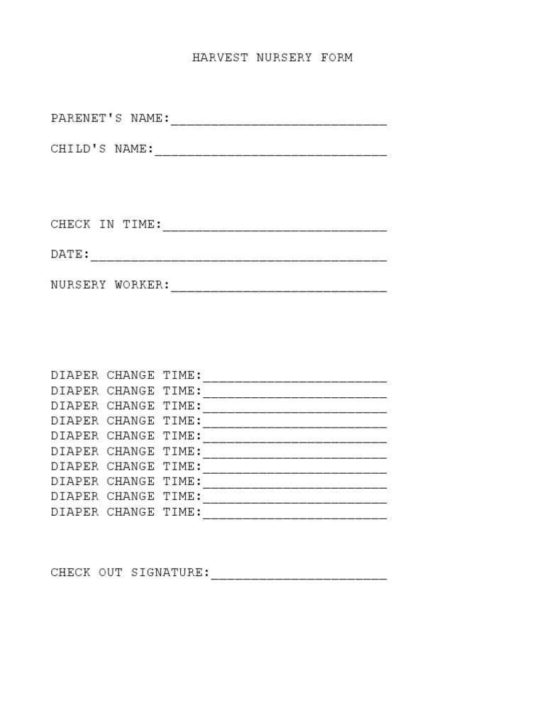 Nursery Form | PDF