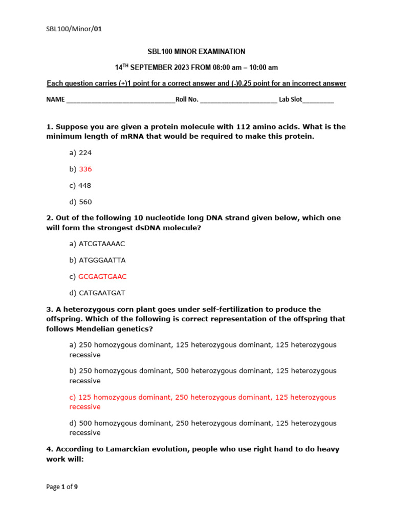 SBL100 Minor MASTER | PDF | Cell (Biology) | Bacteria